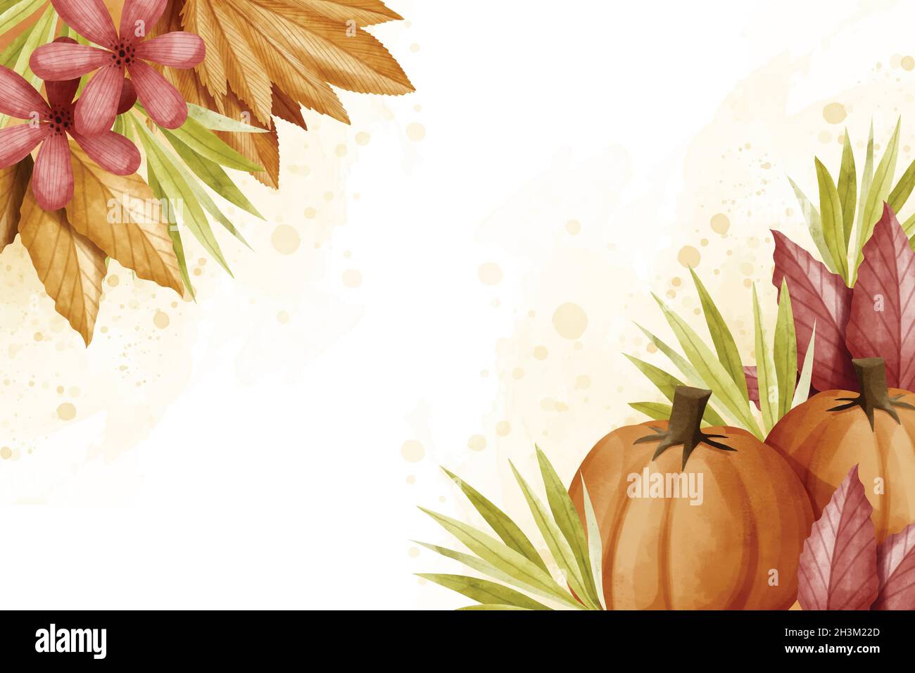 watercolor autumn wallpaper with white space vector design illustration ...