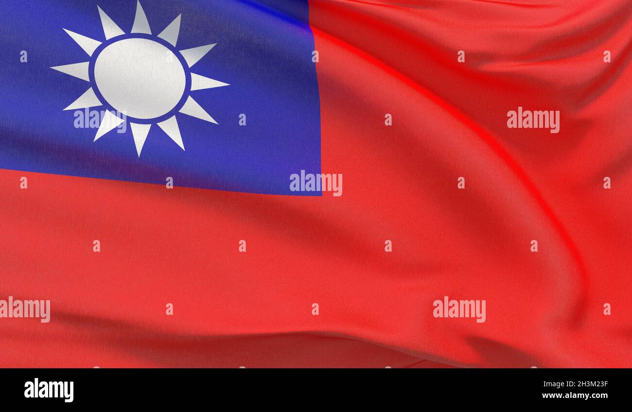 High resolution close-up flag of the Republic of China. 3D illustration ...