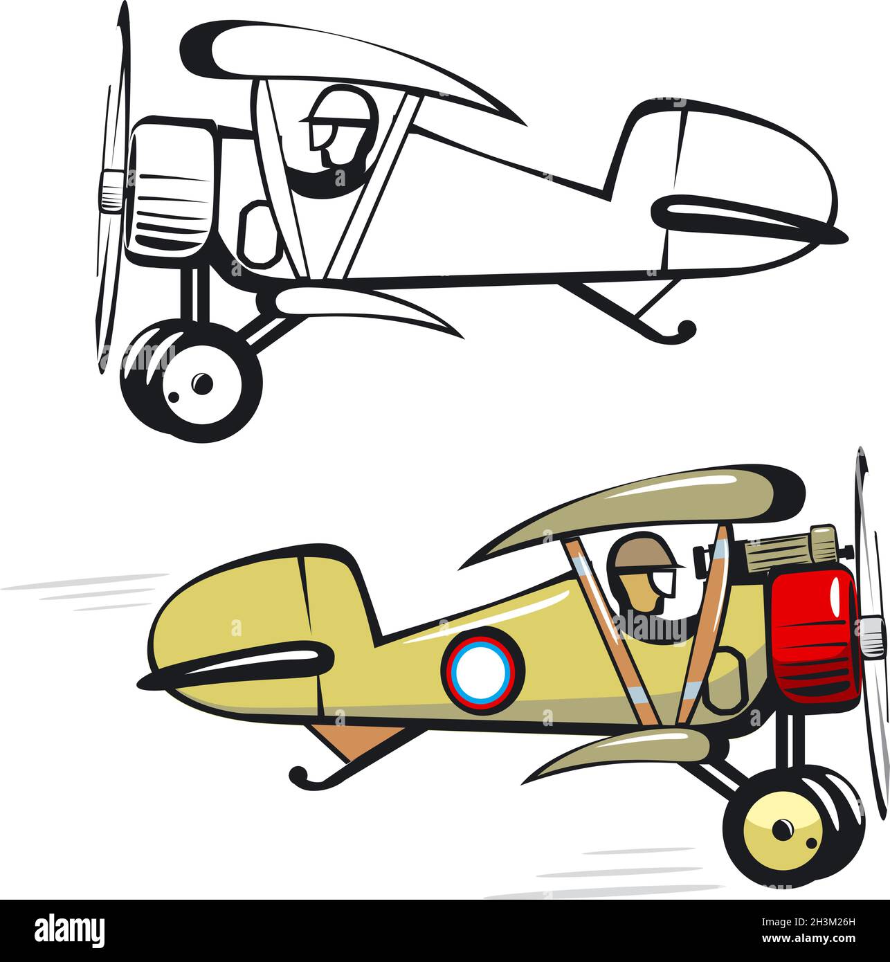 cartoon biplane Available EPS-8 vector format separated by groups and ...