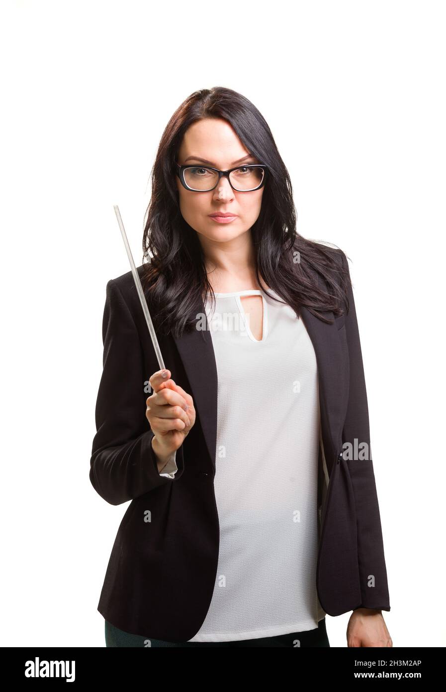 Portrait of wonderful business woman on white background Stock Photo ...