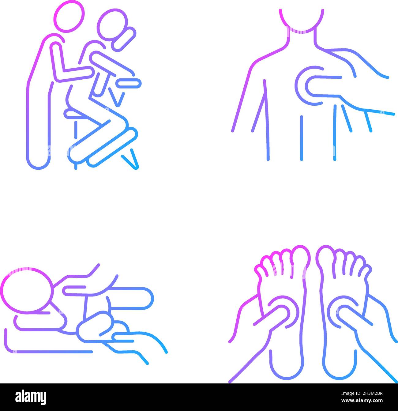 Massage therapy techniques gradient linear vector icons set Stock ...