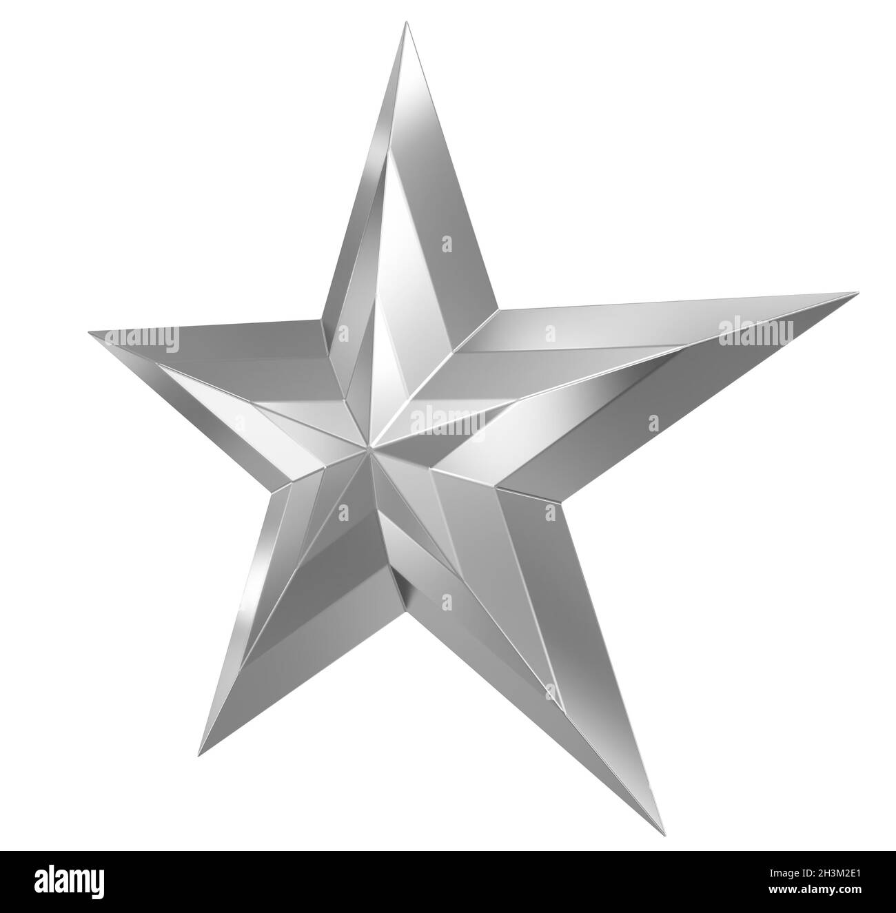 5 point star - Christmas Star - silver metal single isolated on white ...