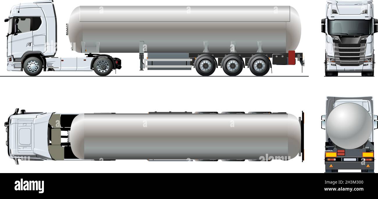 Vector realistic tanker truck template isolated on white. Available EPS ...
