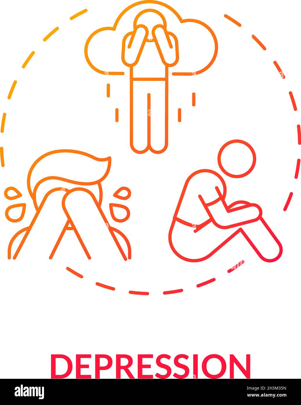 Depression red gradient concept icon Stock Vector Image & Art - Alamy