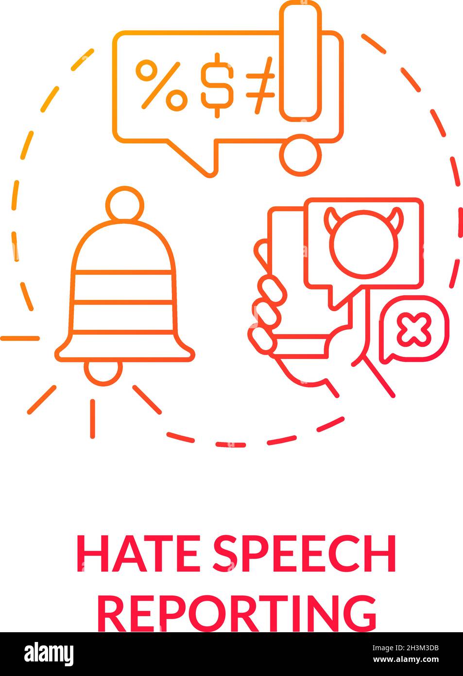 Hate speech reporting red gradient concept icon Stock Vector Image ...