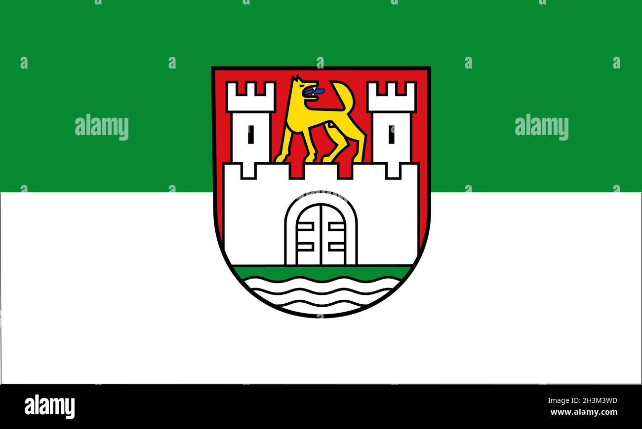 Top view of flag of Wolfsburg . Federal Republic of Germany. no ...