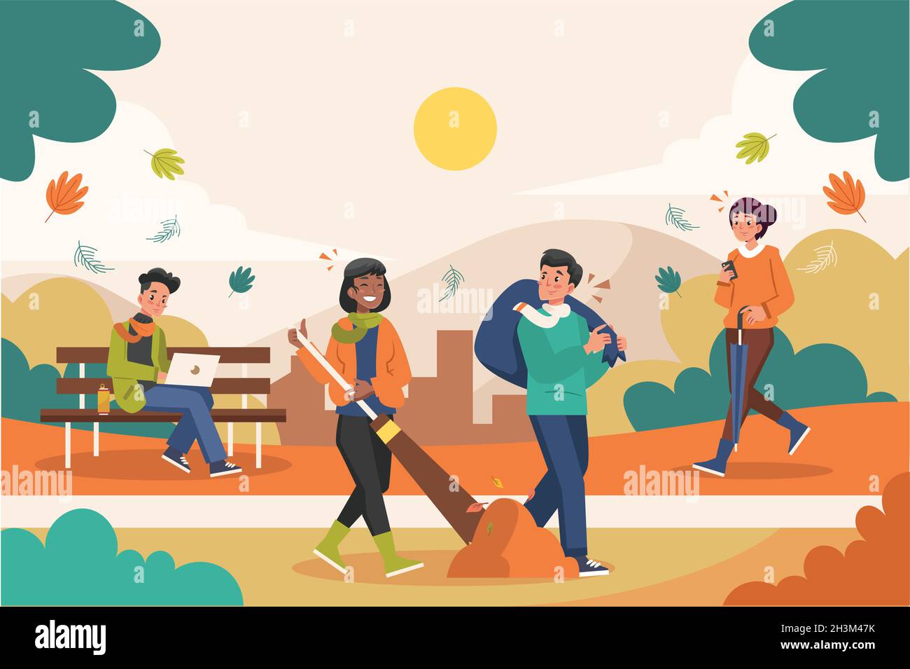 people autumn park vector design illustration Stock Vector Image & Art ...