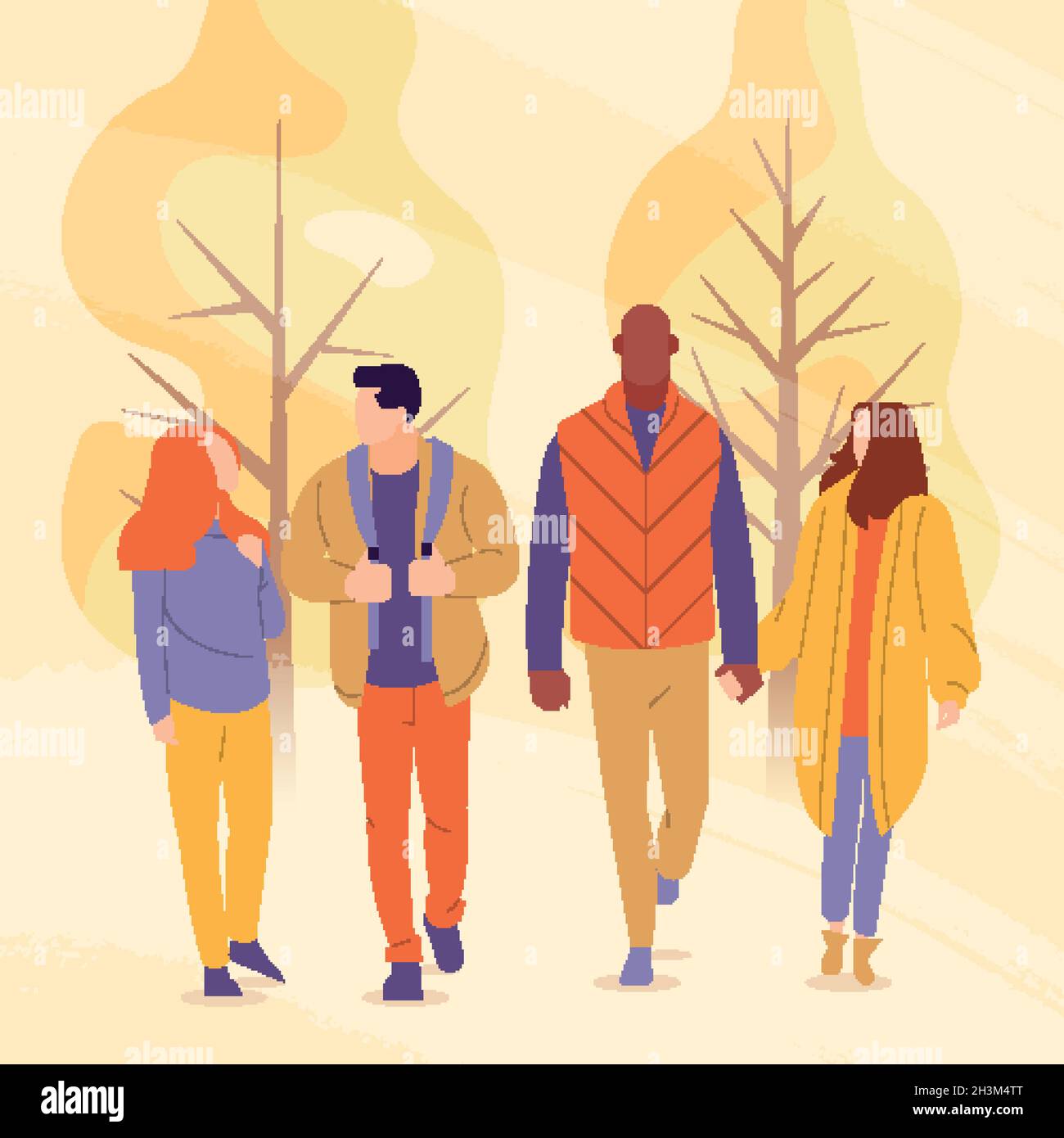 Walking friends park Stock Vector Images - Alamy