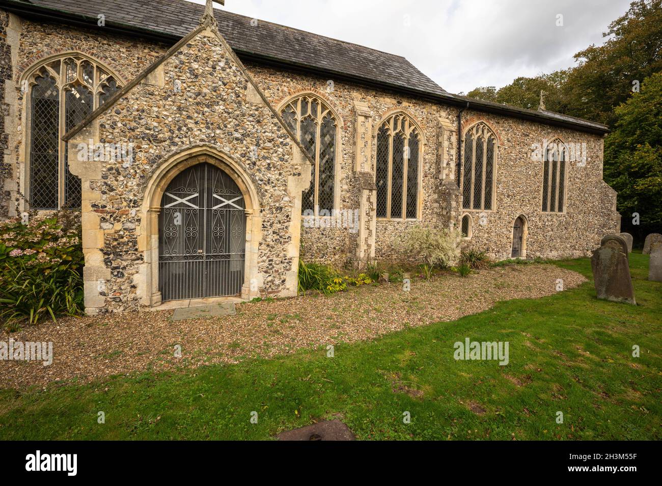 A view of the parish Church of Saint Andrew at Burlingham, Norfolk ...