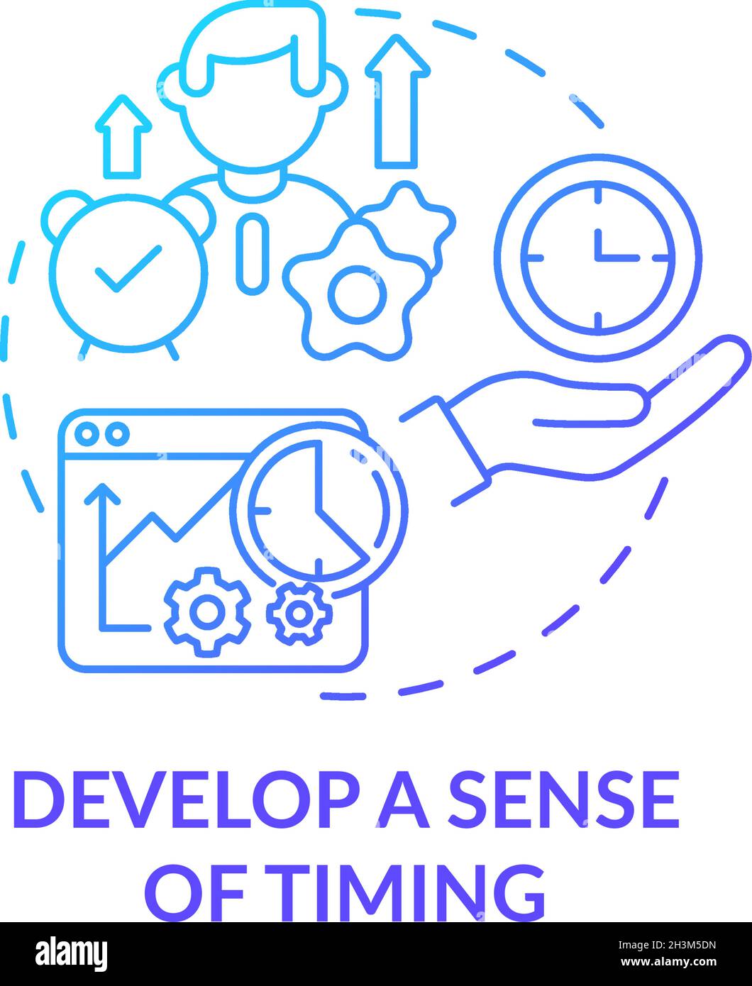 Develop sense of timing blue gradient concept icon Stock Vector Image ...