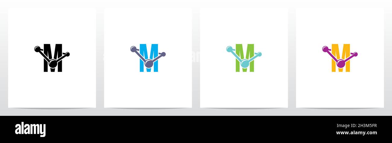 Molecule Stuck On Letter Logo Design M Stock Vector Image & Art - Alamy