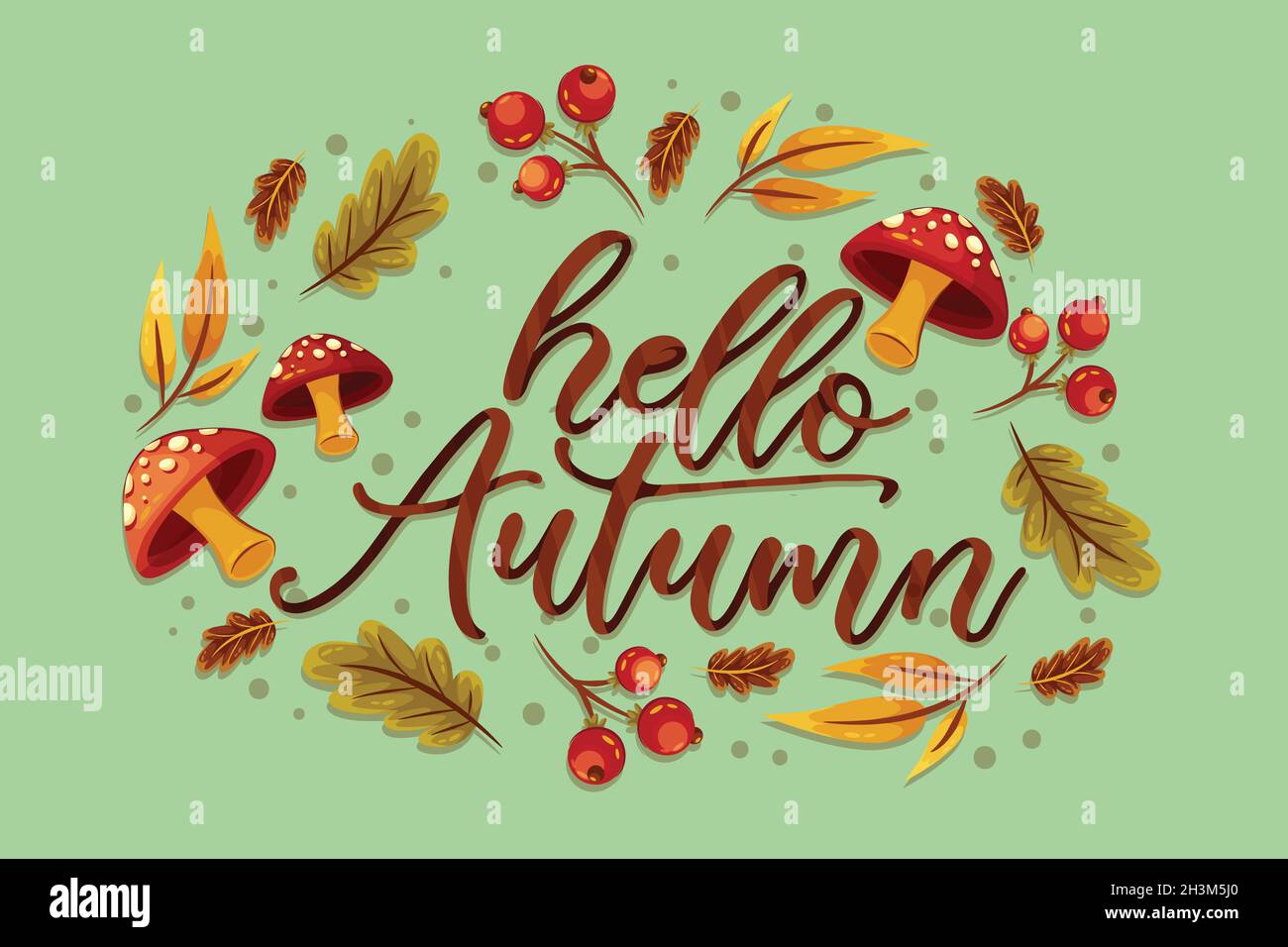 hello autumn lettering with leaves vector design illustration Stock ...