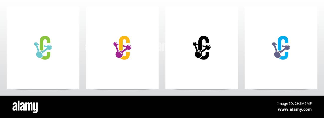 Molecule Stuck On Letter Logo Design C Stock Vector Image & Art - Alamy
