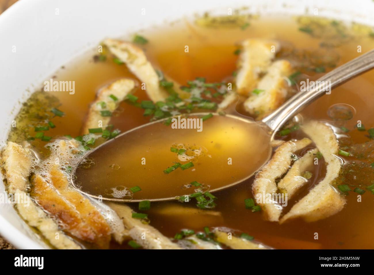 Bavarian pancake soup Stock Photo - Alamy