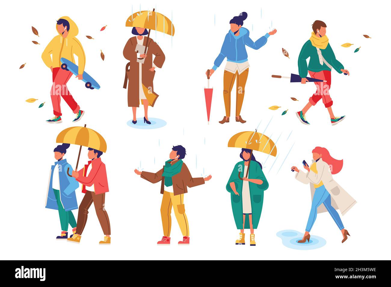people walking autumn collection vector design illustration Stock ...