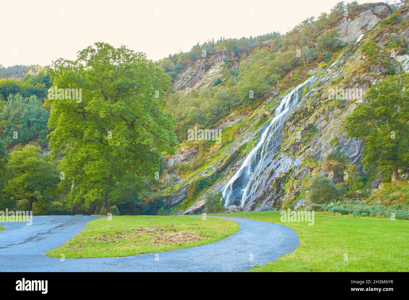 Majestic water cascade of Powerscourt Waterfall, the highest waterfall ...