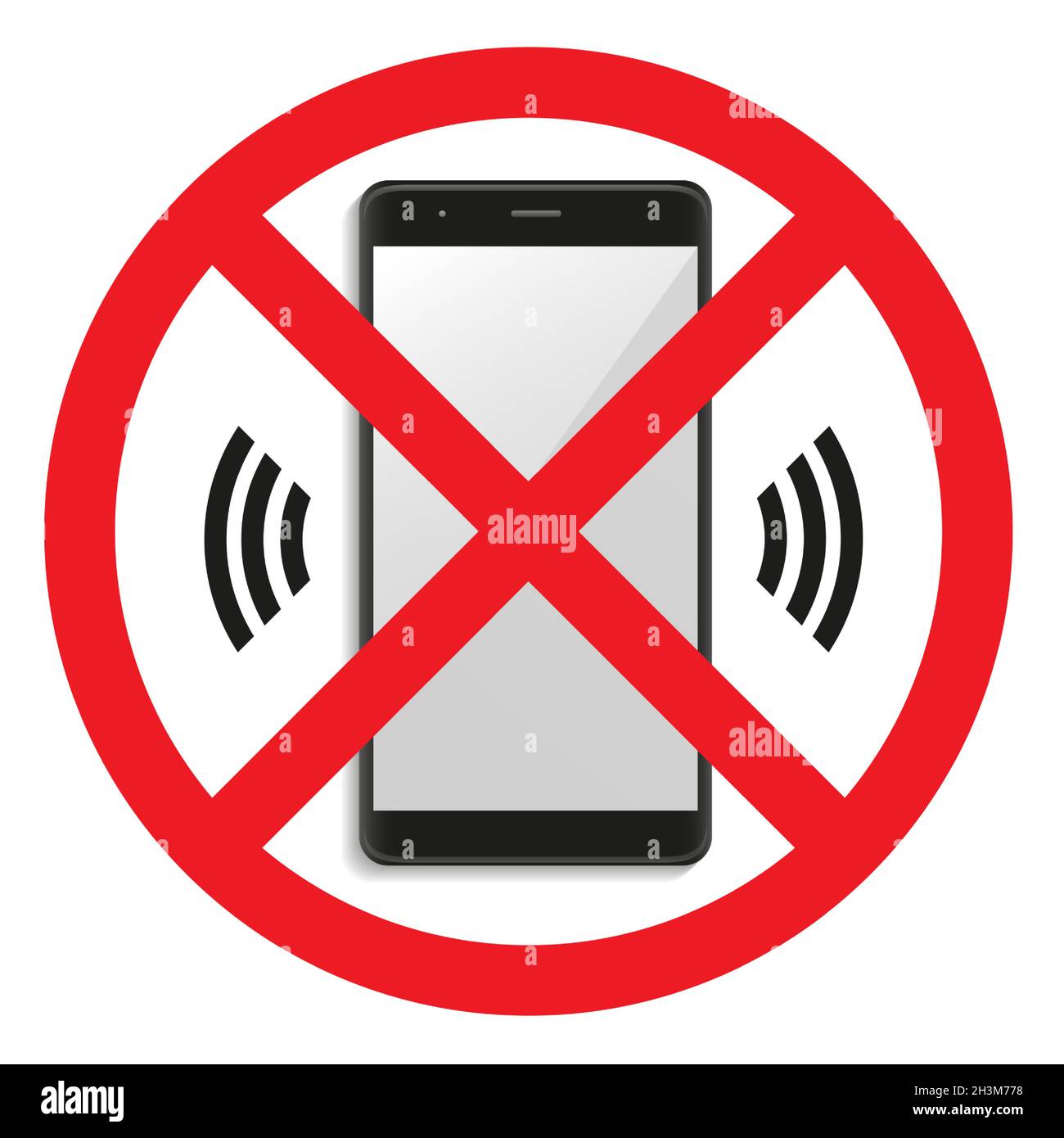 Telephone warning stop sign icon. Push button phone turn off. Vector ...