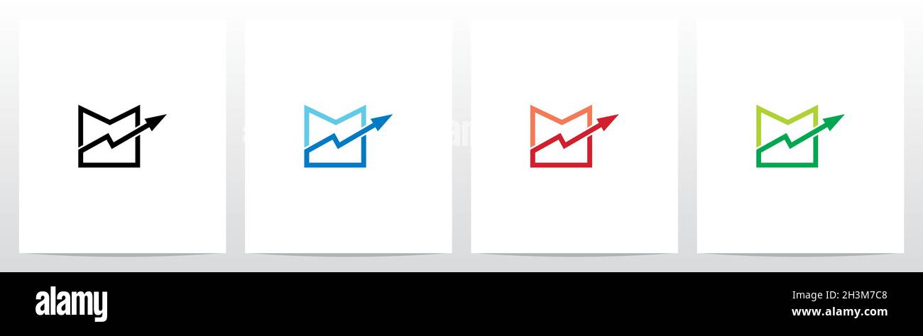 Line Chart On Outline Letter Logo Design M Stock Vector Image & Art - Alamy