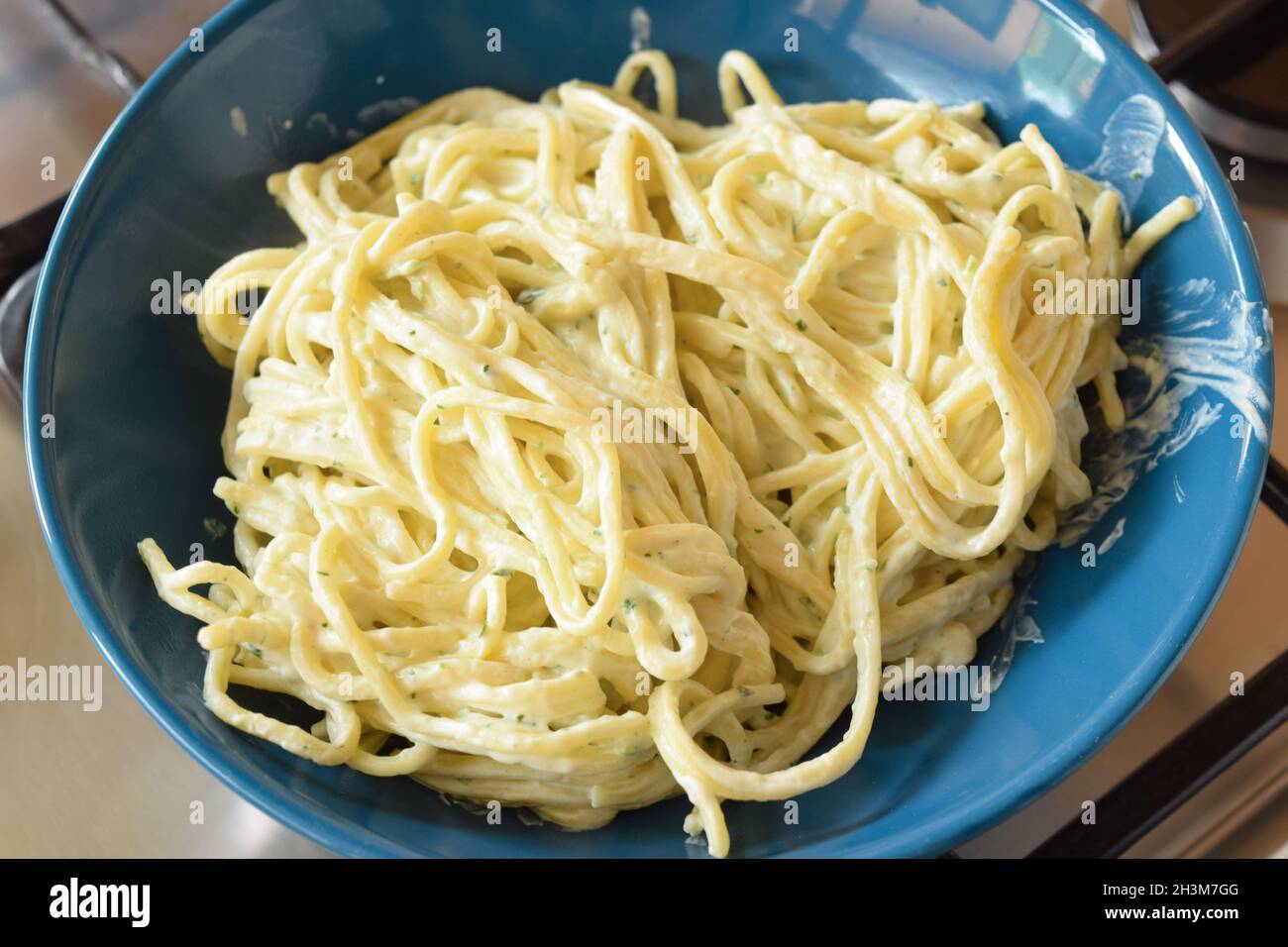 alfredo pasta made at home with egg tagliolini Stock Photo - Alamy