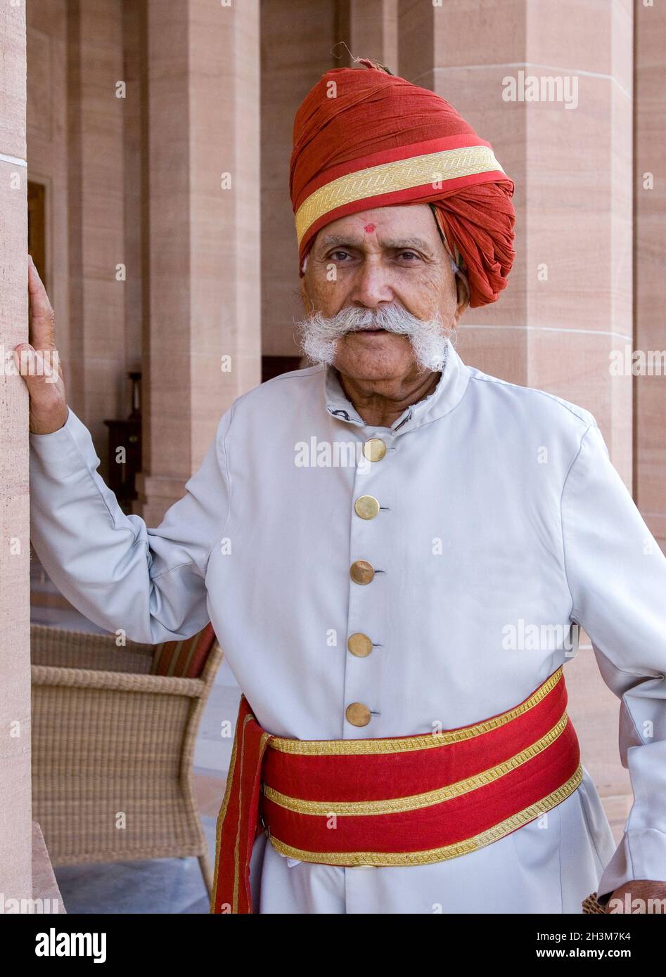 Palace staff member at the Umaid Bhawan Palace in Jodhpur, Rajasthan ...
