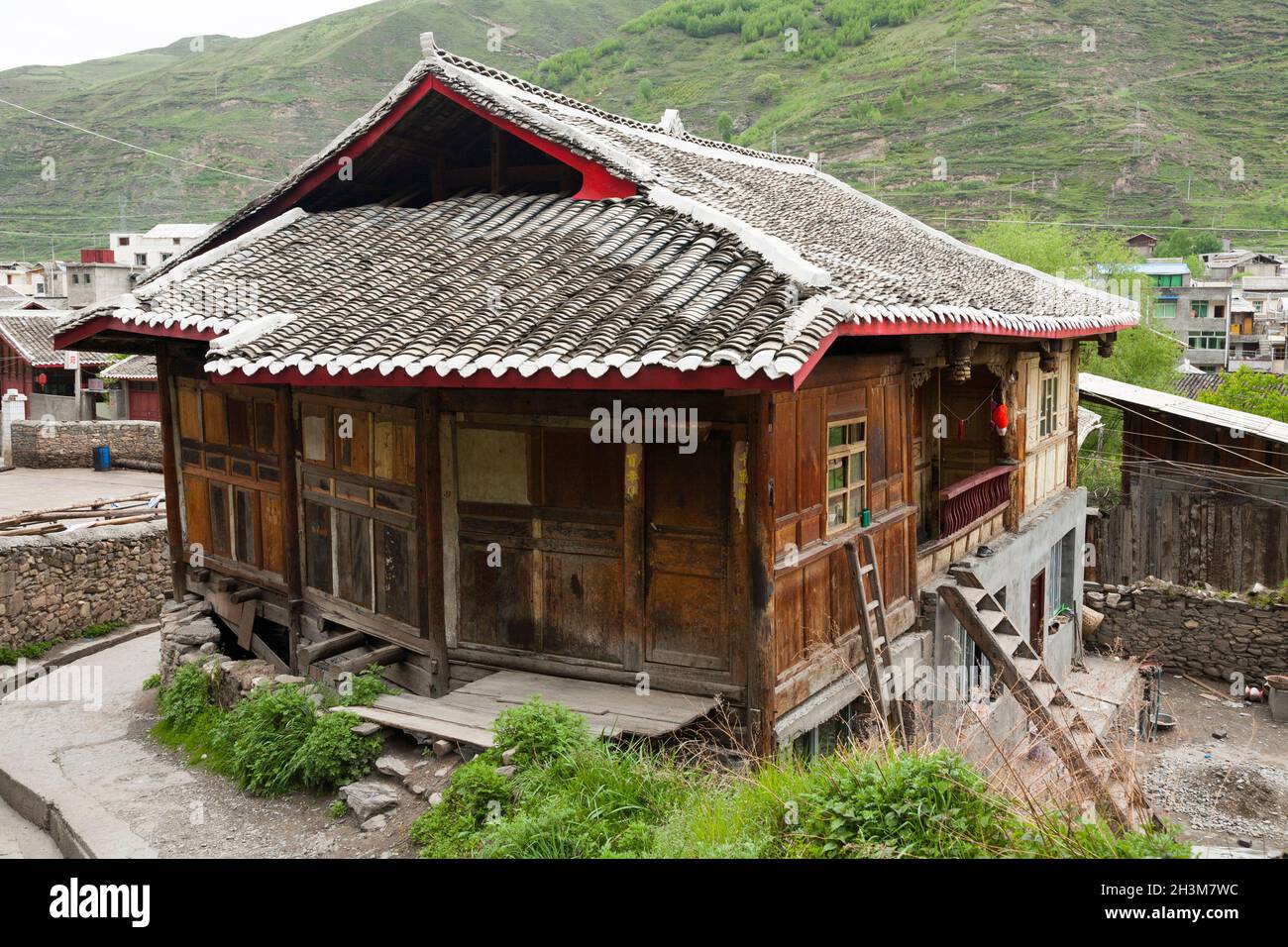 Traditional style of house with a wooden timber construction, in ...