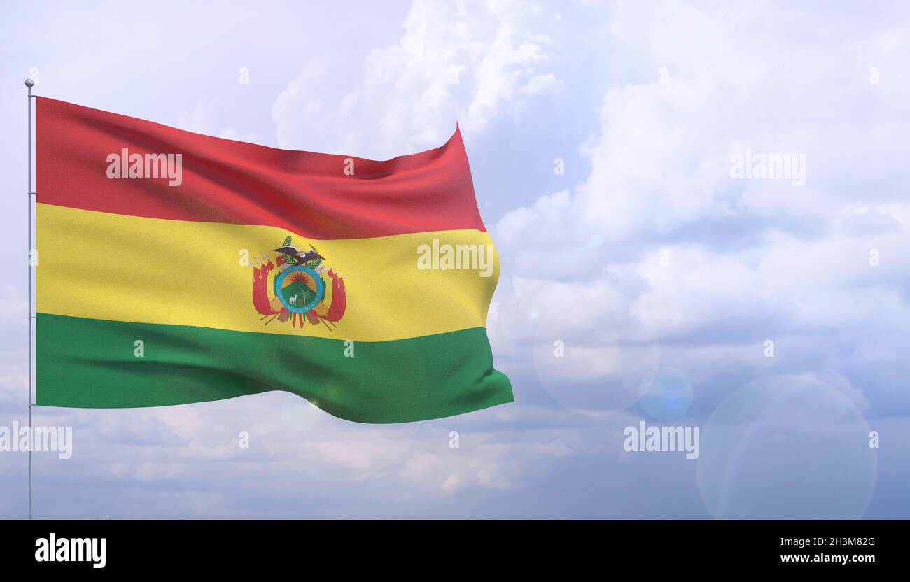 High resolution close-up flag of Bolivia. 3D illustration Stock Photo ...