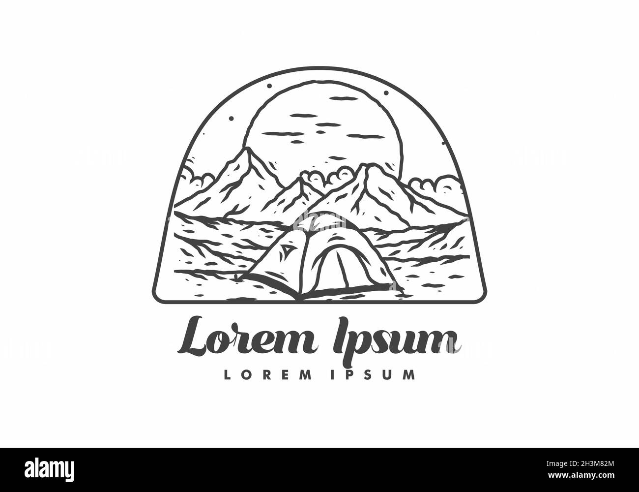 Mountain camping line art illustration drawing design Stock Vector ...