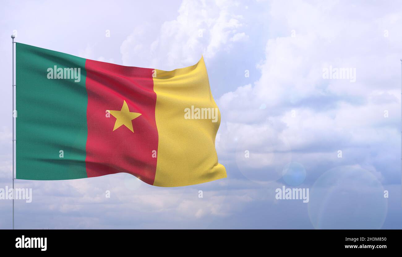 High resolution close-up flag of Cameroon. 3D illustration Stock Photo ...