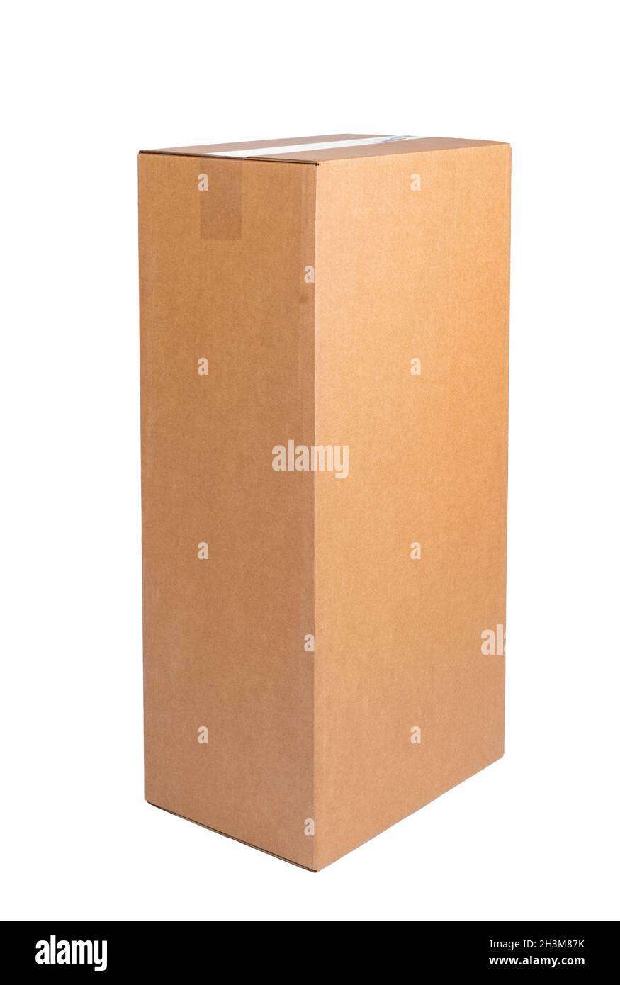 Single carton moving box isolated on white background Stock Photo - Alamy
