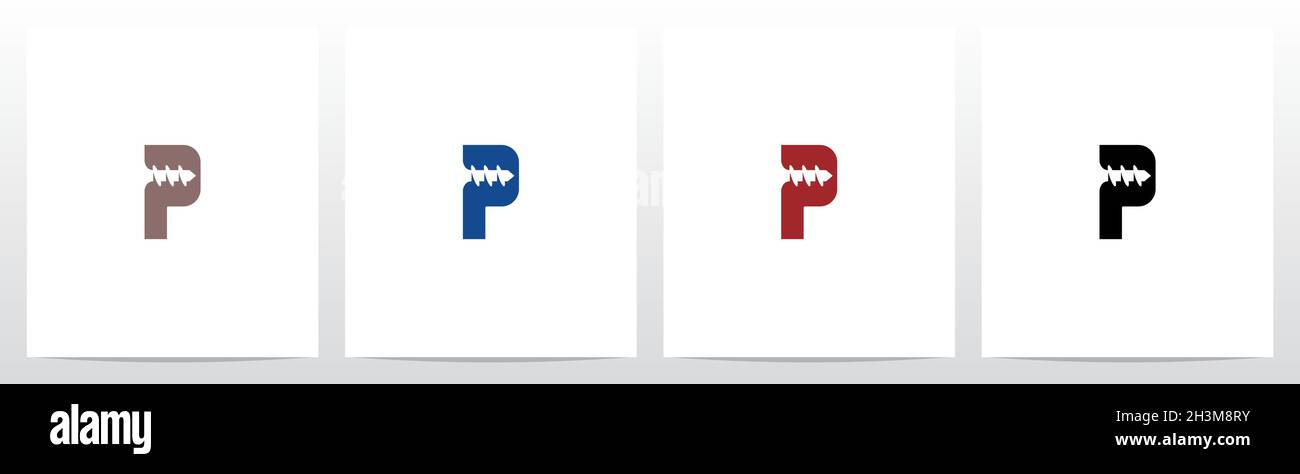 Screw On Letter Logo Design P Stock Vector Image & Art - Alamy