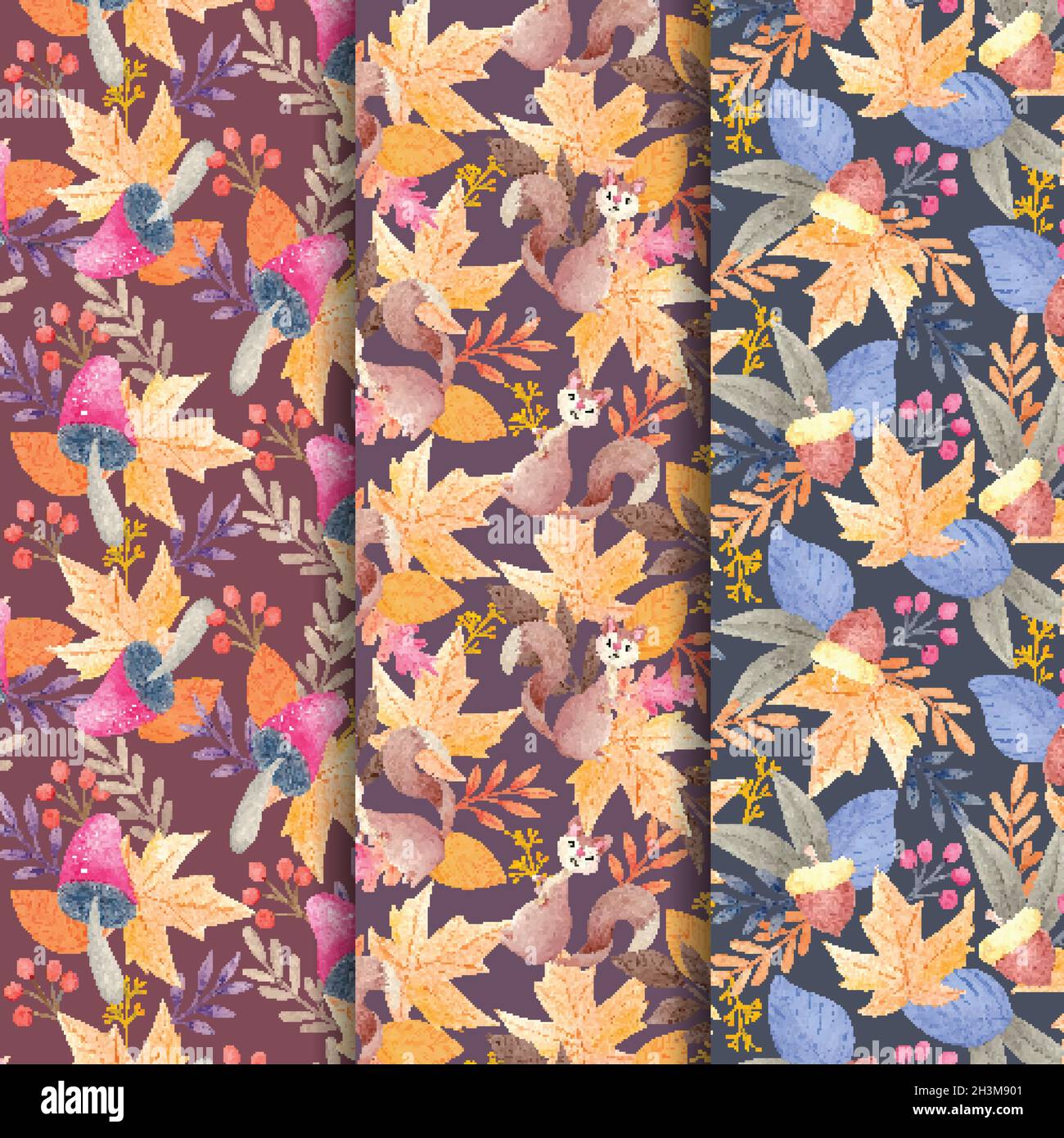 watercolor autumn pattern collection vector design illustration Stock Vector Image & Art - Alamy