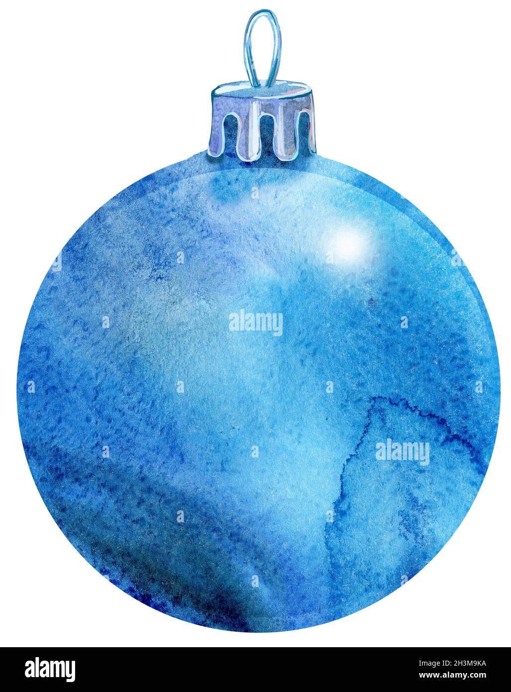 Watercolor Christmas blue ball isolated on a white background Stock ...