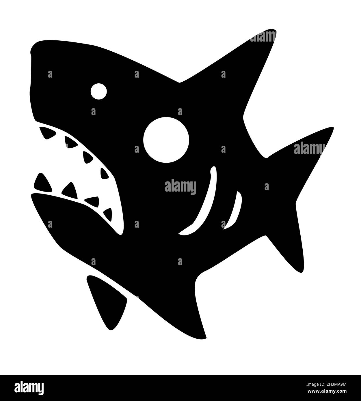 Shark Small Stencil Black Vector Illustration Horizontal Isolated Stock Vector Image And Art