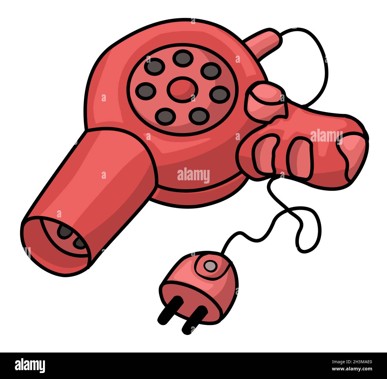 Hair drier cartoon color drawing, vector illustration, horizontal, over ...
