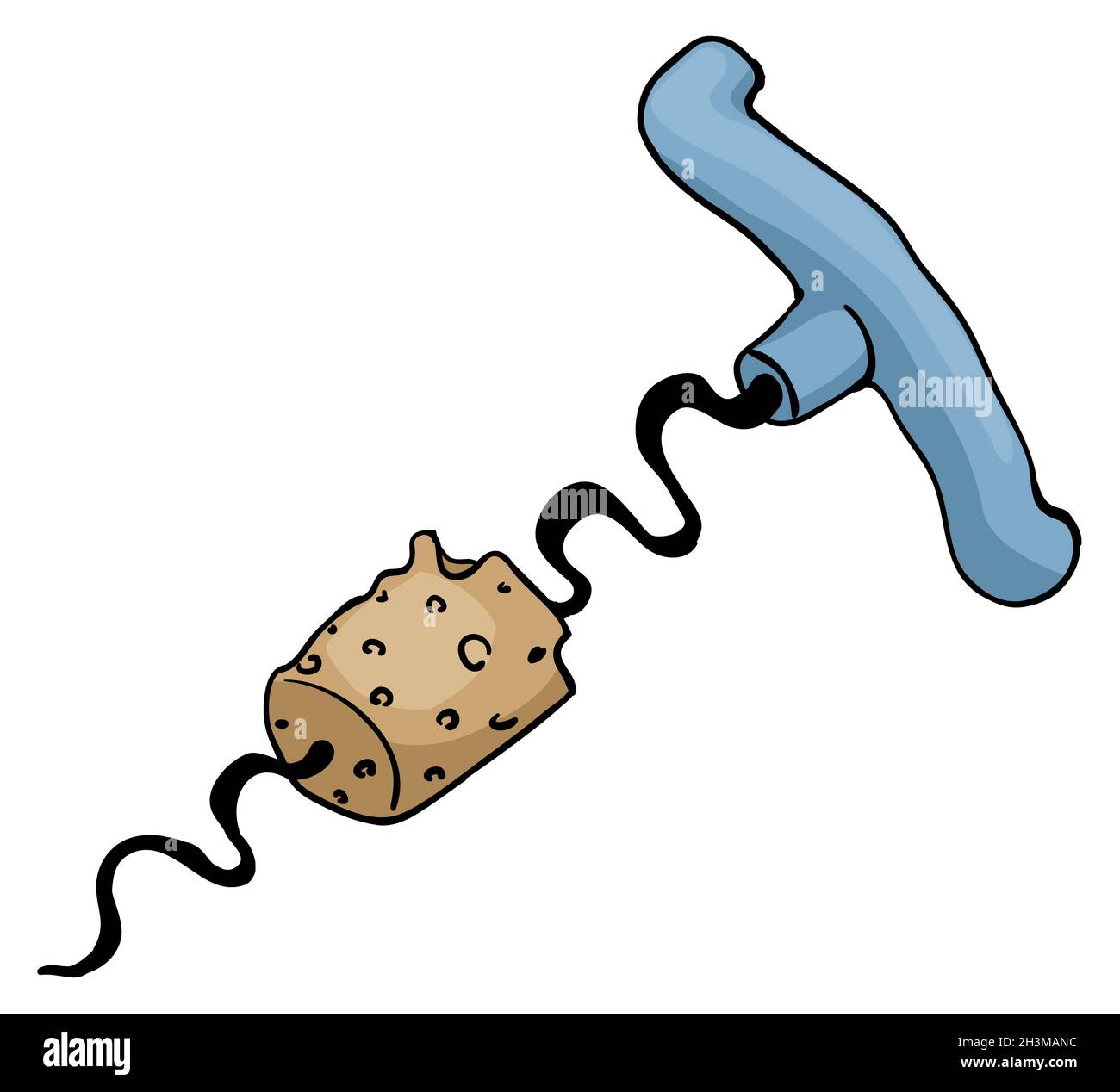 Corkscrew cartoon color drawing, vector illustration, horizontal, over ...