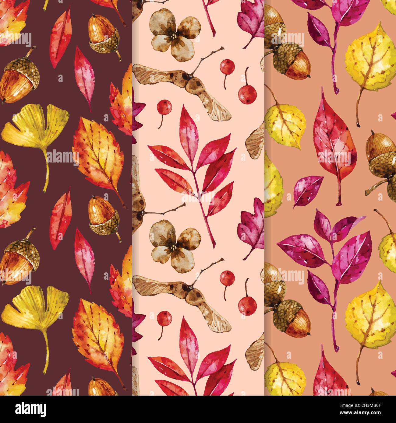 watercolor autumn pattern collection vector design illustration Stock Vector Image & Art - Alamy
