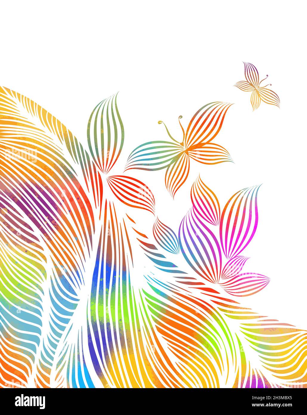 Multi-colored abstract background of lines and butterflies. Vector ...
