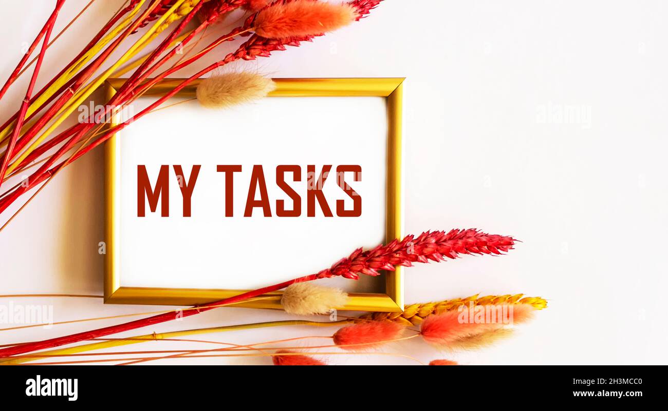 Text tasks on gold hi-res stock photography and images - Alamy