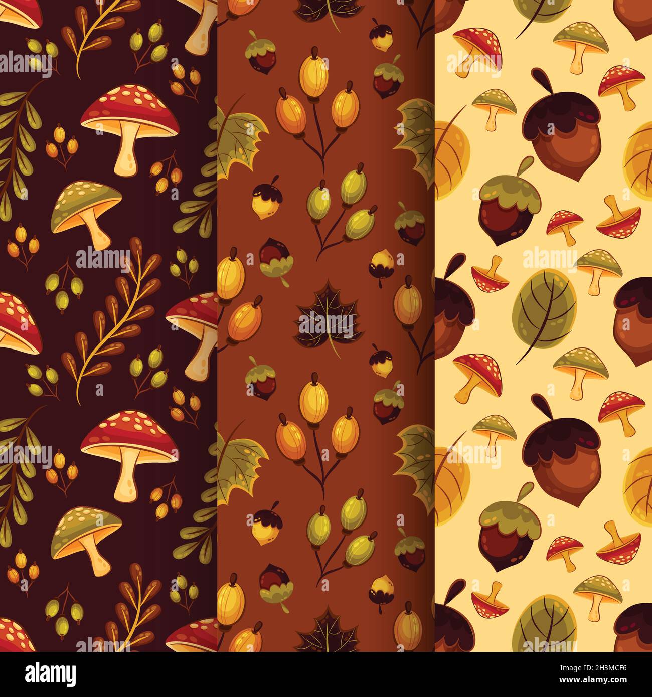 flat autumn pattern set vector design illustration Stock Vector Image ...
