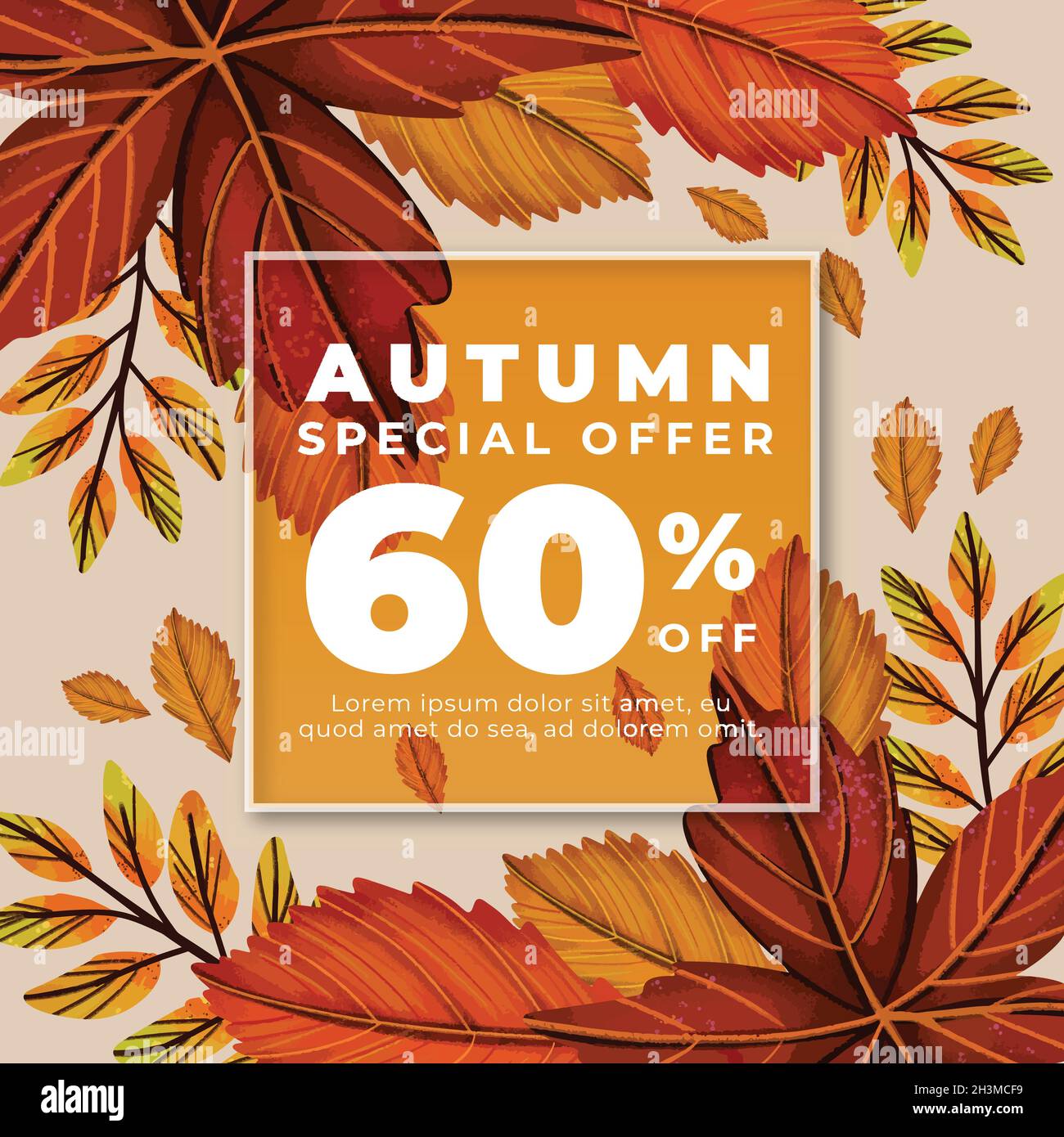 hand drawn autumn sale announcement with special offer vector design ...