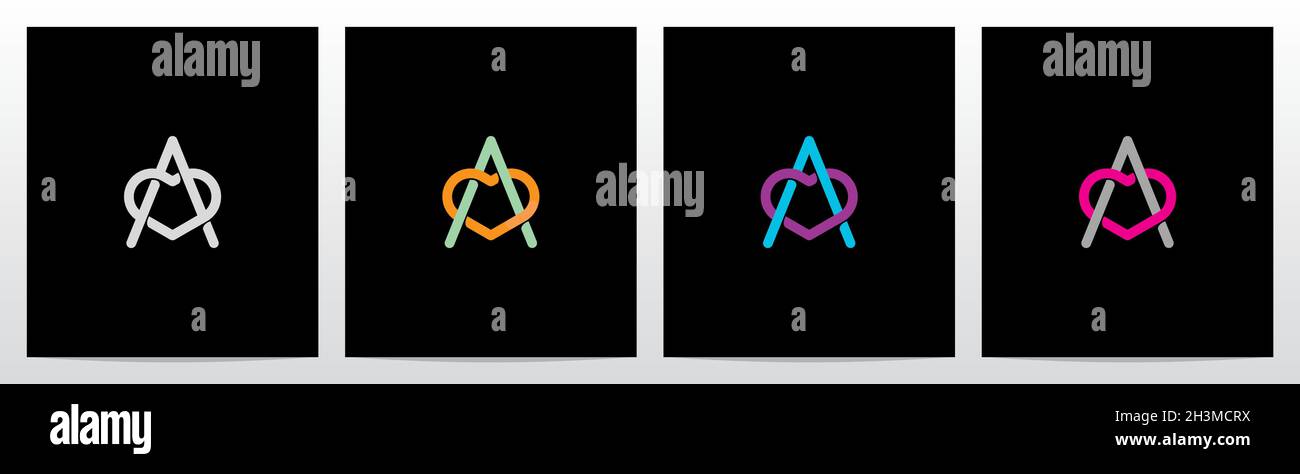 Outline Of Heart Entangled On Letter Logo Design A Stock Vector Image ...