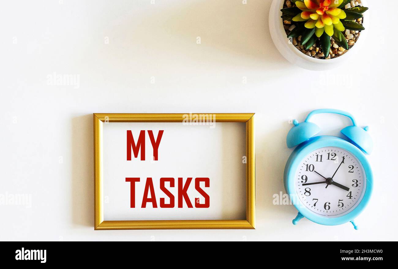 My Tasks text is written in a frame on a white background, next to an ...