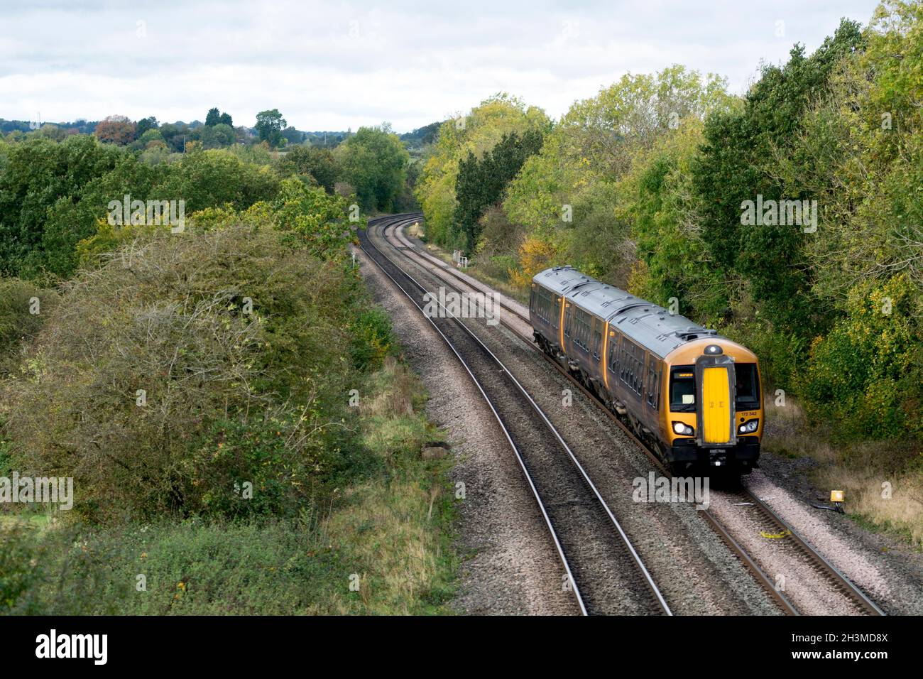 West Midlands Railway Class 172 diesel train at Shrewley, Warwickshire ...