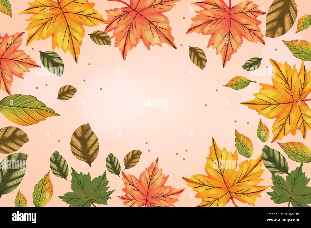 drawn wallpaper with autumn leaves empty space vector design ...