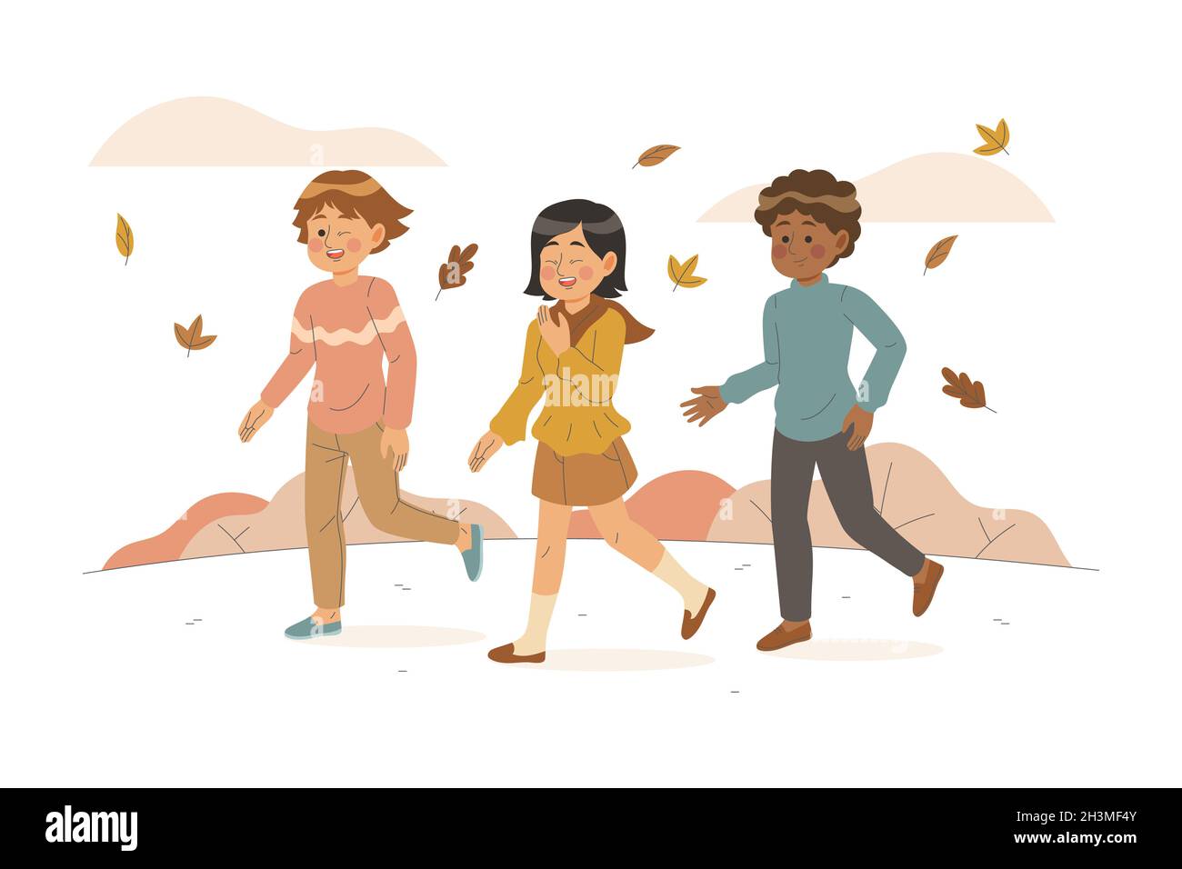 people walking autumn concept vector design illustration Stock Vector ...