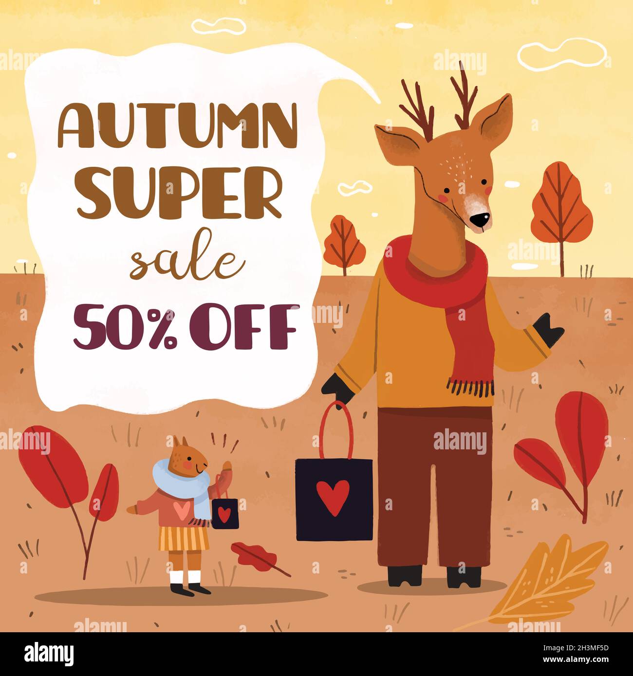 hand drawn autumn sale concept vector design illustration Stock Vector ...