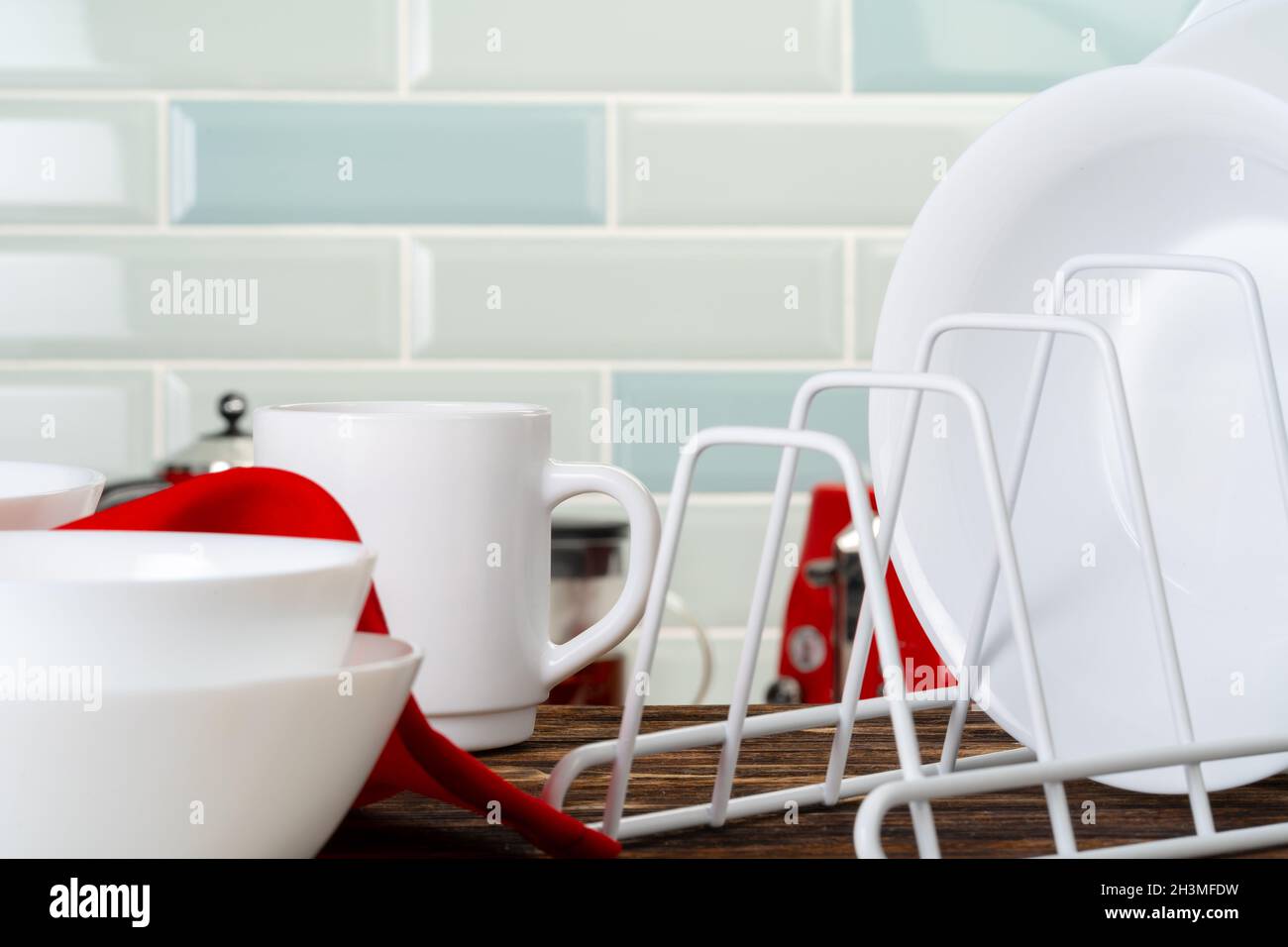 Various kitchen ware on a kitchen counter Stock Photo - Alamy