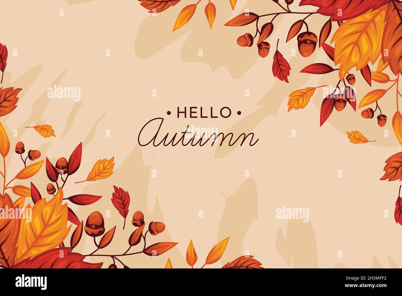 hand drawn autumn wallpaper vector design illustration Stock Vector ...