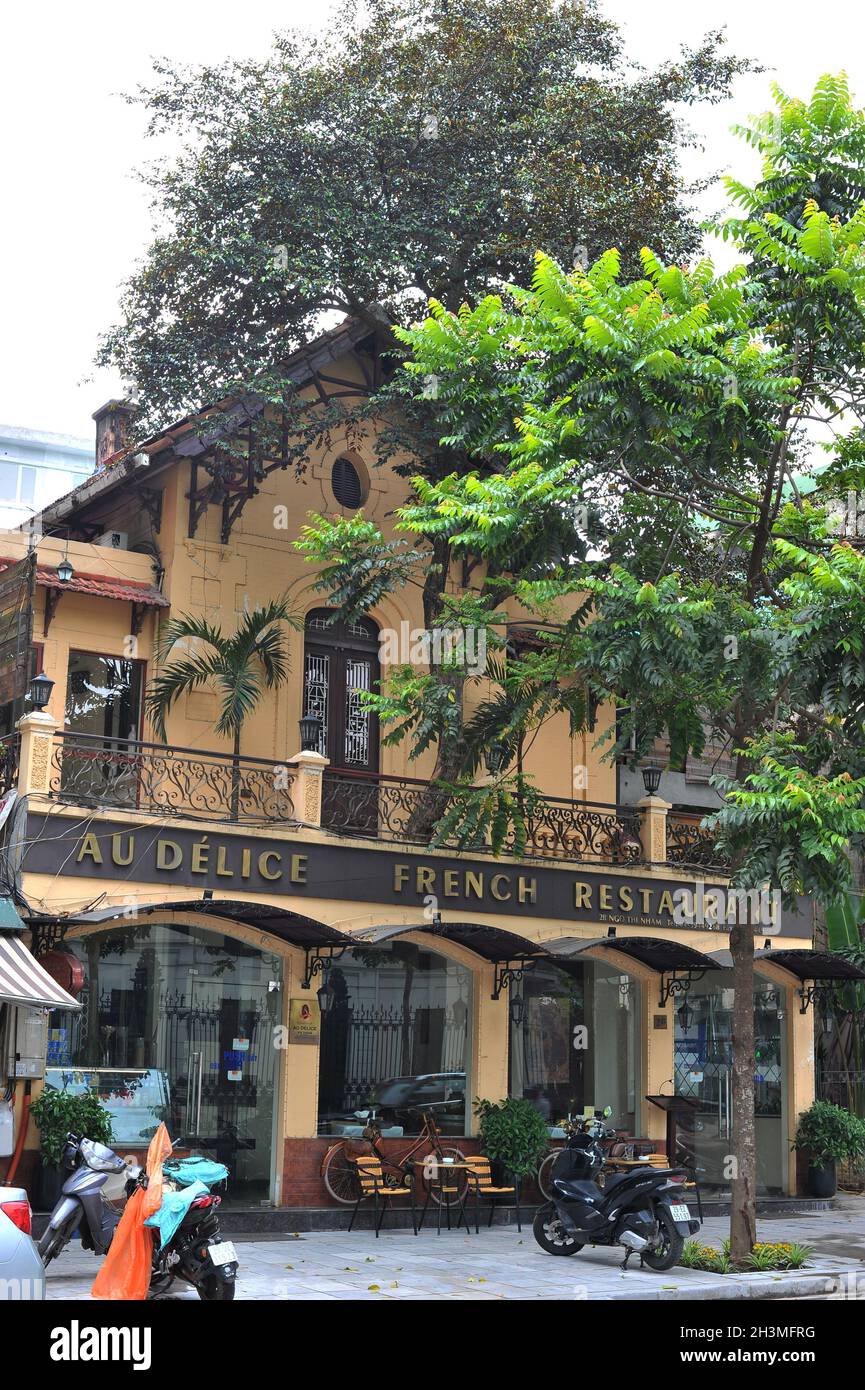 French colonial architecture in Hanoi city Stock Photo - Alamy