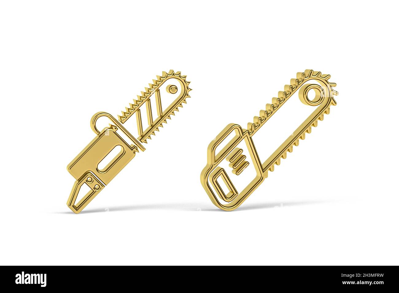 Golden 3d chainsaw icon isolated on white background - 3d render Stock ...